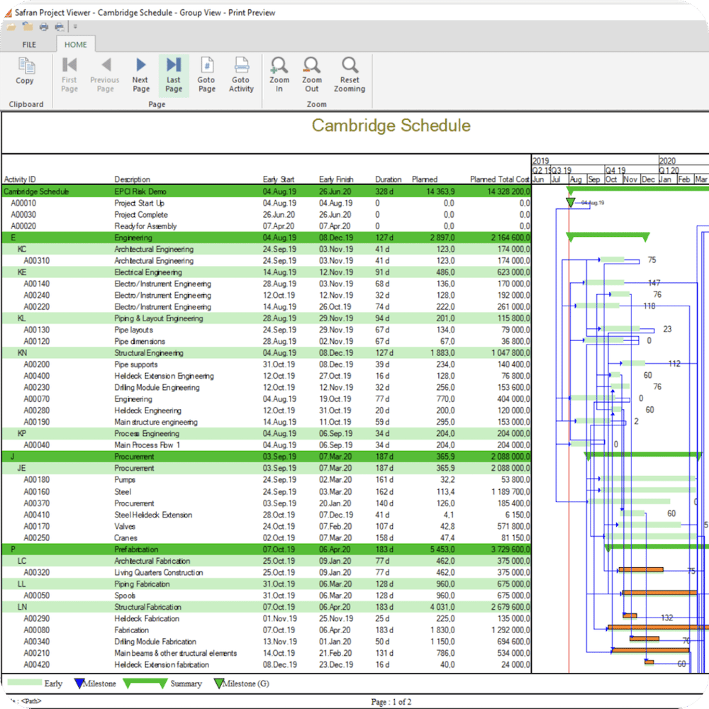 Safran Project Viewer | real time scheduling planner | United Kingdom